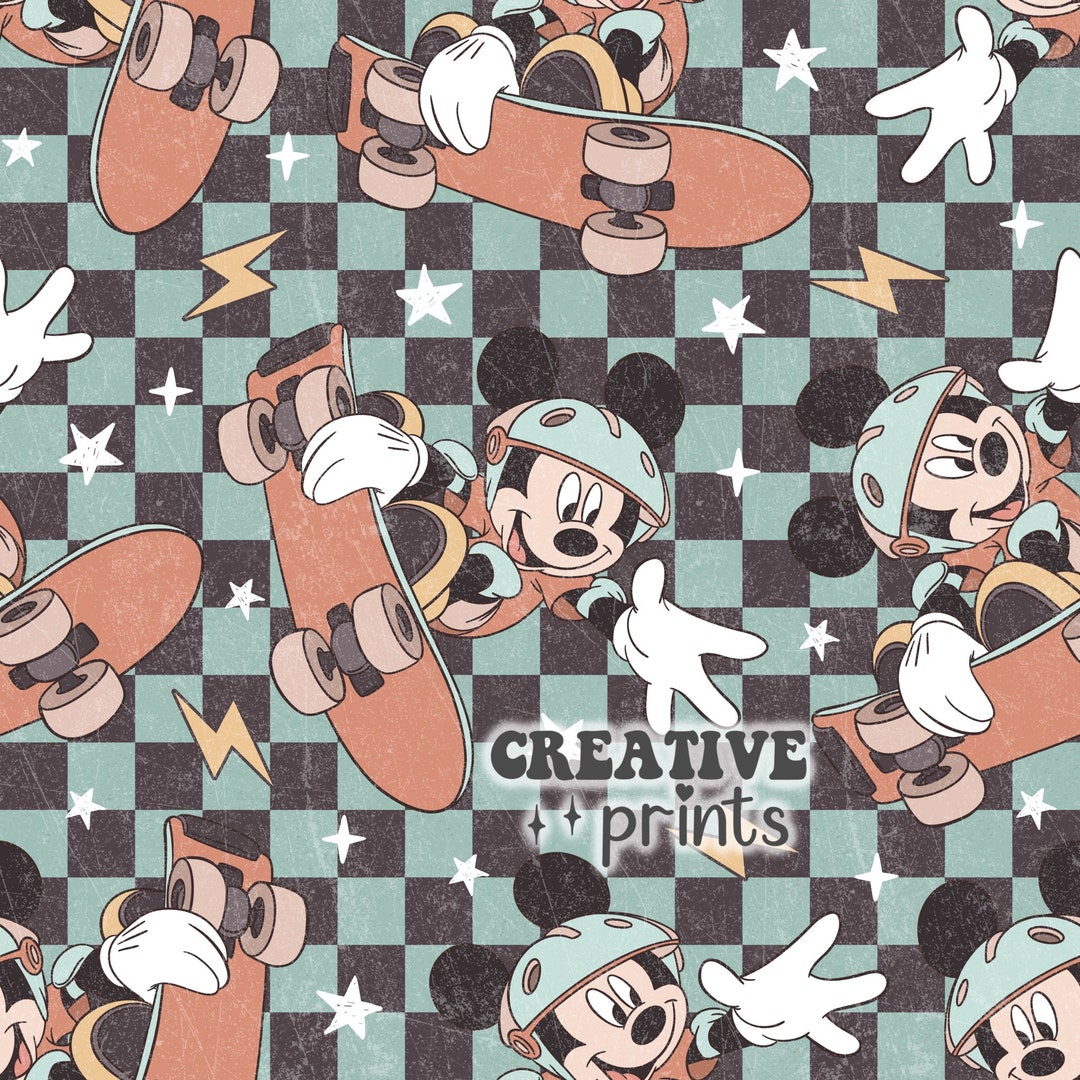 Mouse Skateboard Seamless Pattern, Mouse Seamless File for Fabric ...