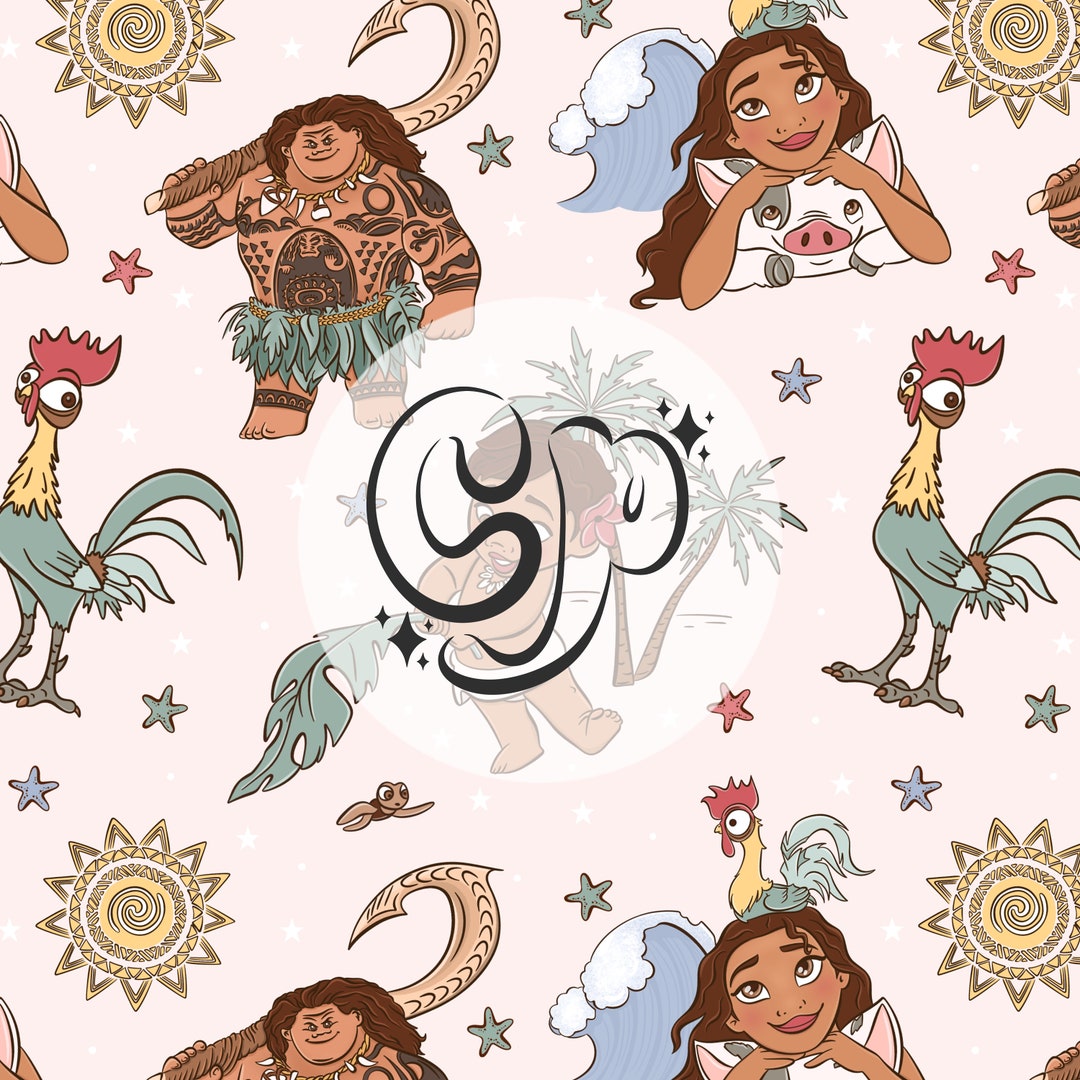Maui Princess Seamless File, Magical Summer Seamless Pattern for ...
