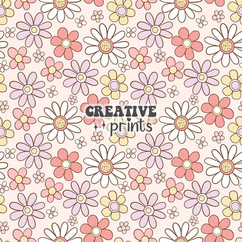 Spring Flowers Seamless Pattern, Flowers With Hearts Seamless File ...
