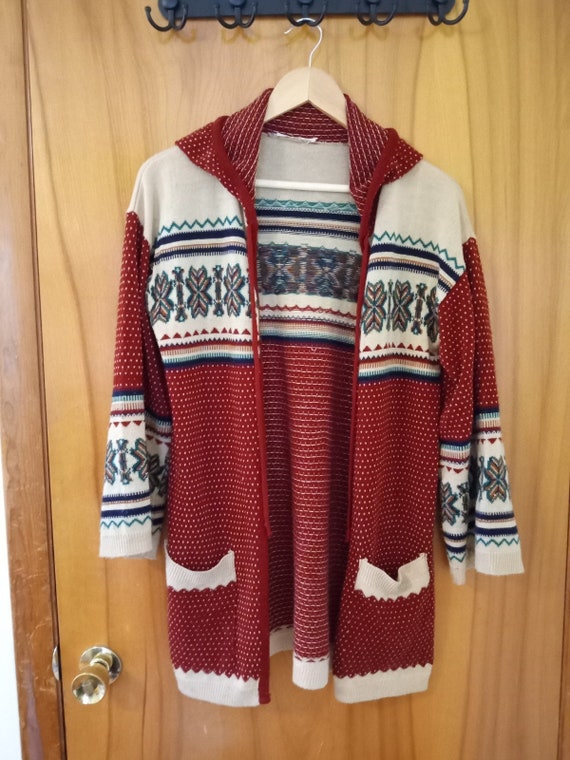 vintage hooded cardigan 1970s - Gem