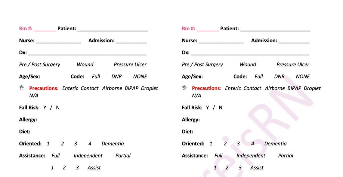 Medsurg Pct/cna/tech Report Summary Brain Sheet Layout / Nursing School ...