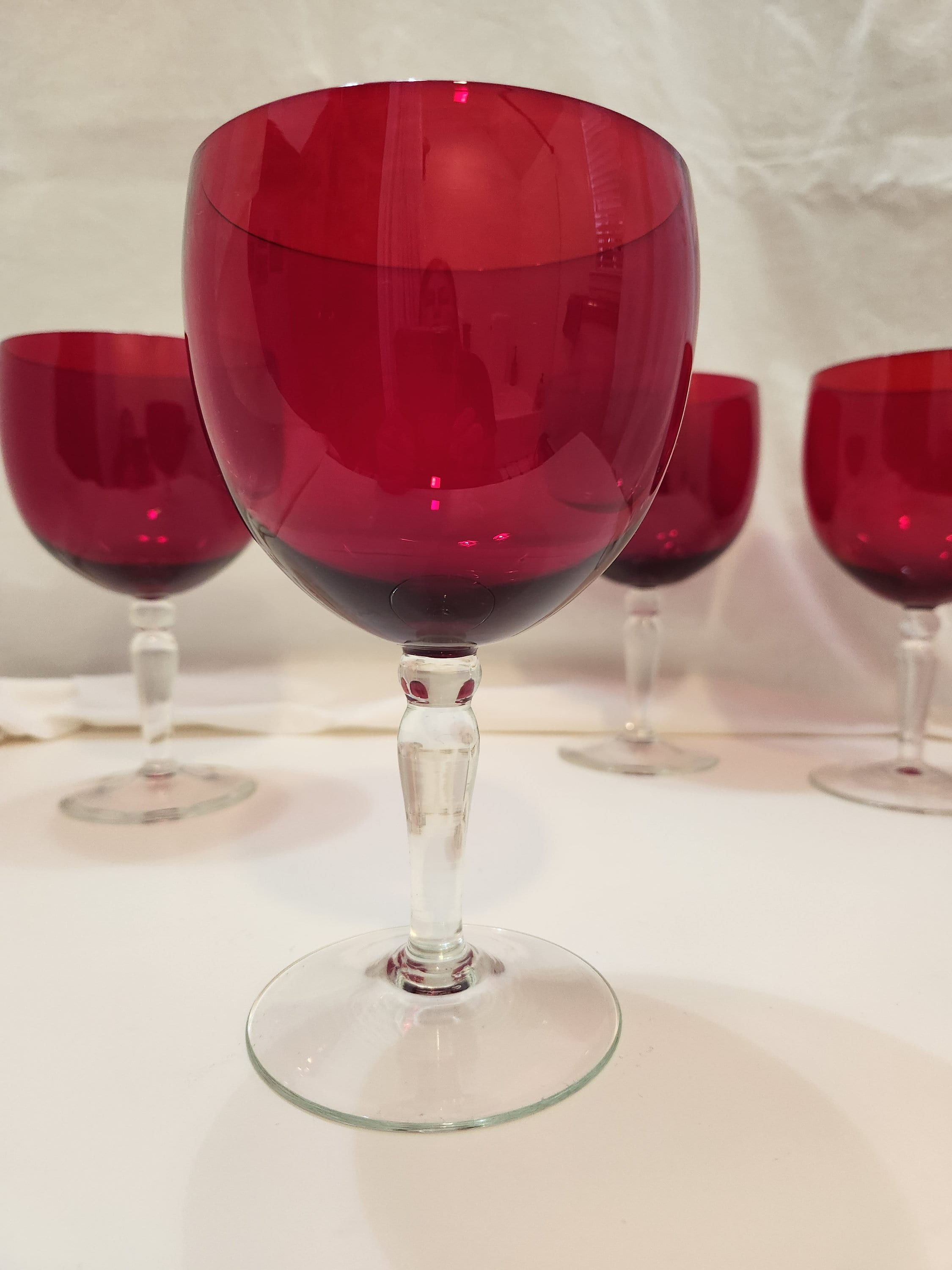 Crystal Stemware Ruby Red Bowl With Clear Stem & Foot, 16 Oz. Wine ...