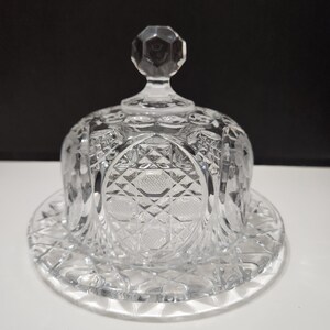 Round Crystal Butter Dish & Cover With Faceted Knob - Cheese Keeper - Etsy