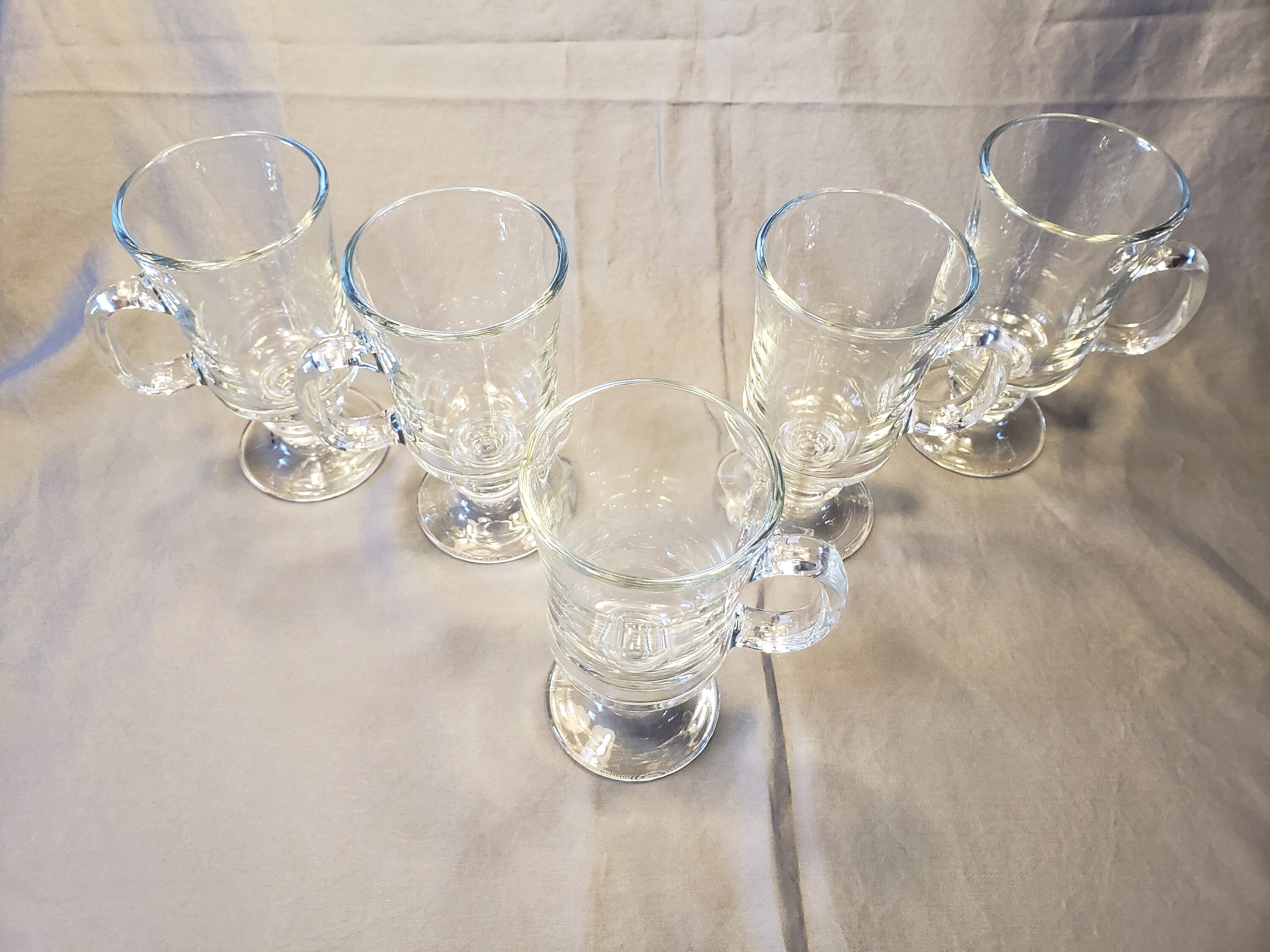 Set of 5 Libby Clear Glass Pedestal Mugs, Irish Coffee/ Cocoa Mugs - Etsy