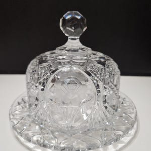 Round Crystal Butter Dish & Cover With Faceted Knob - Cheese Keeper - Etsy