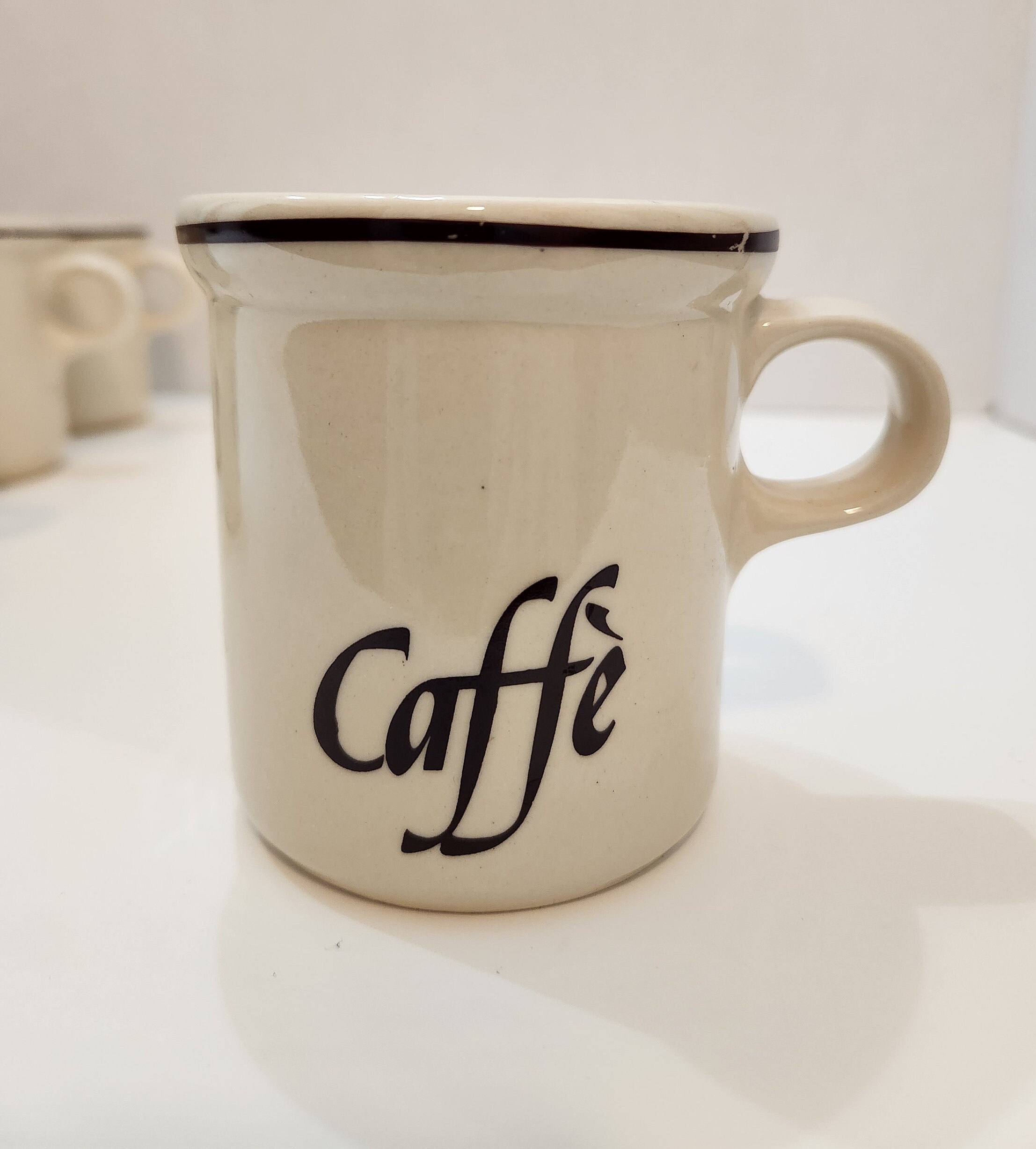 Vintage Mccoy Pottery Caffe Mugs Set - Cream & Brown Trim - Etsy