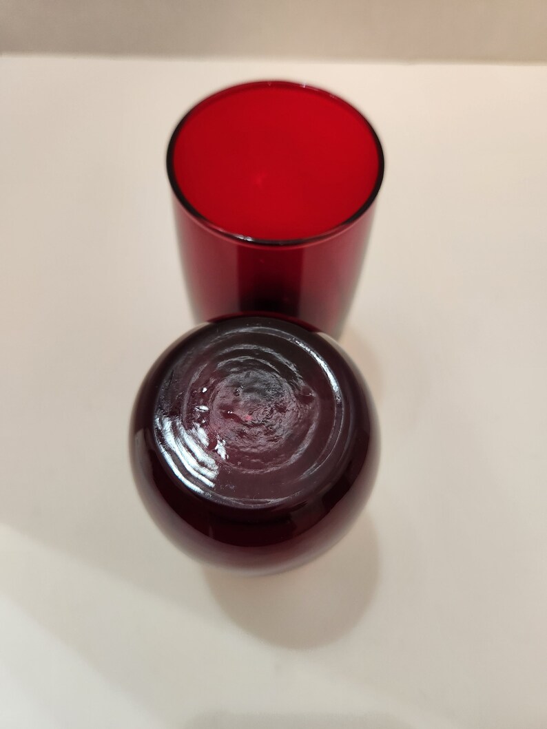 Set of 13 Royal Ruby Red Glass Roly Poly Tumblers by Anchor Hocking ...