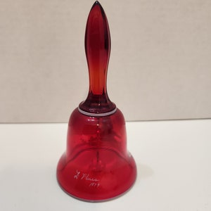 Small Ruby Red Glass Bell Handpainted by L. Plues 1979 Westmoreland ...
