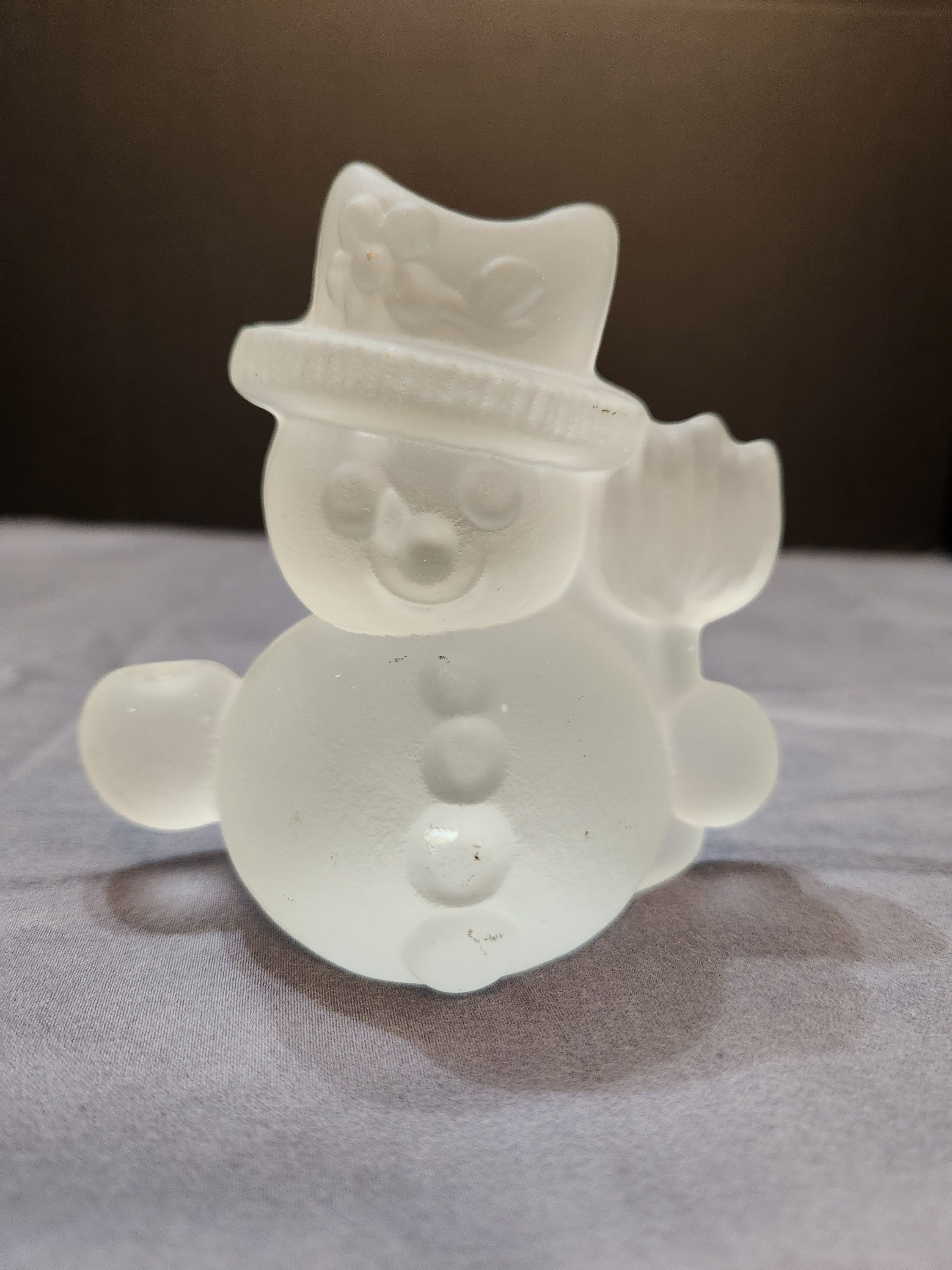 Goebel Frosted Crystal Snowman Figure Candleholder/ Paperweight - Etsy