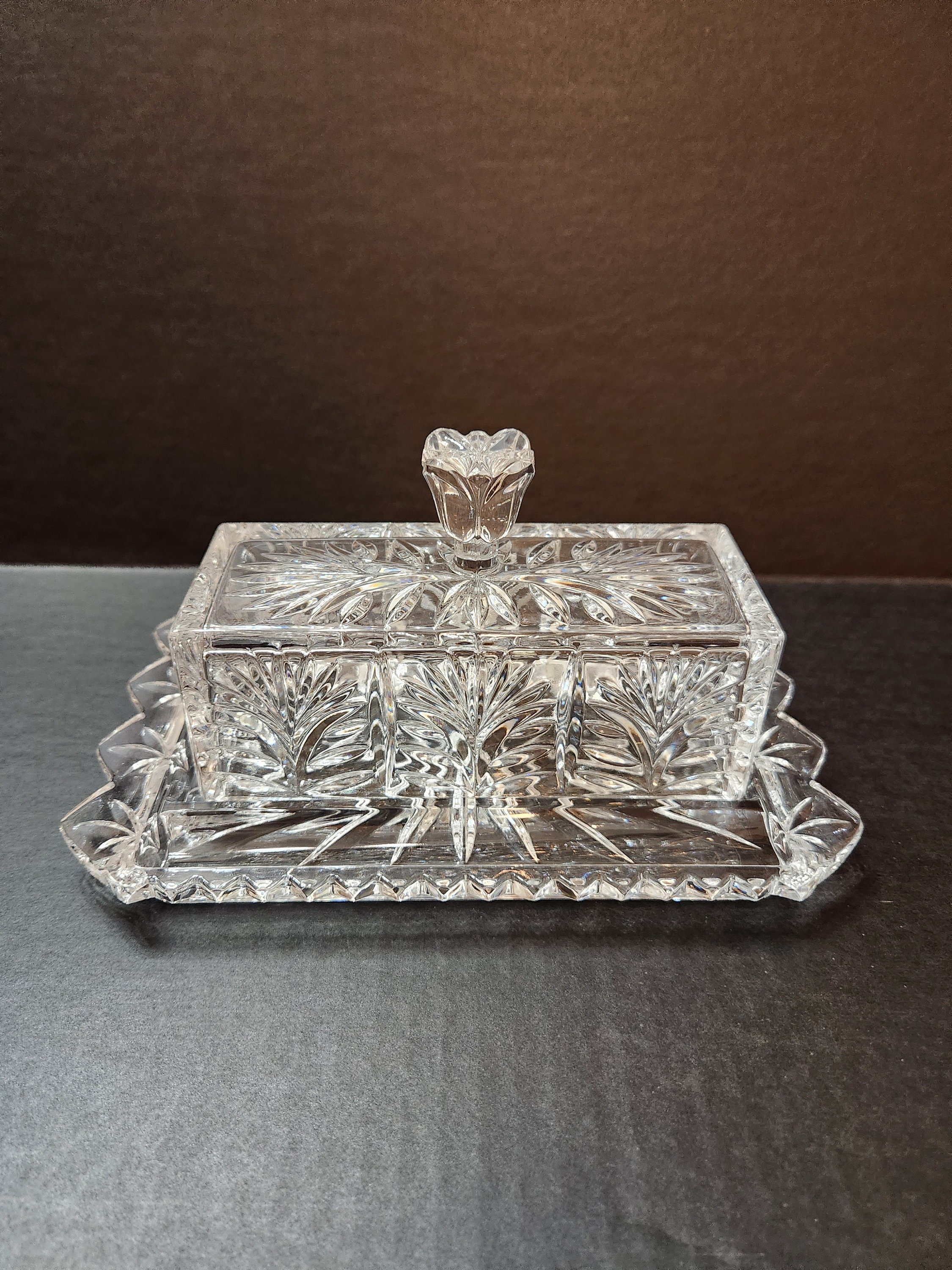 Crystal 1/4 Pound Butter Dish With Knife Rests & Cover - Etsy