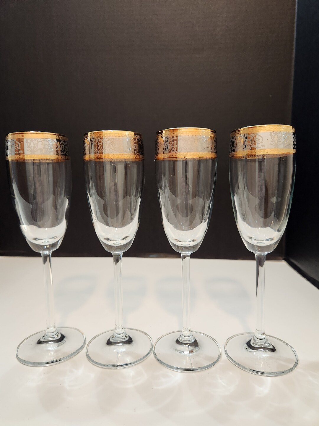 Baroque 24k Gold & Platinum Crystal Champagne Flutes Set of 4 - Etsy