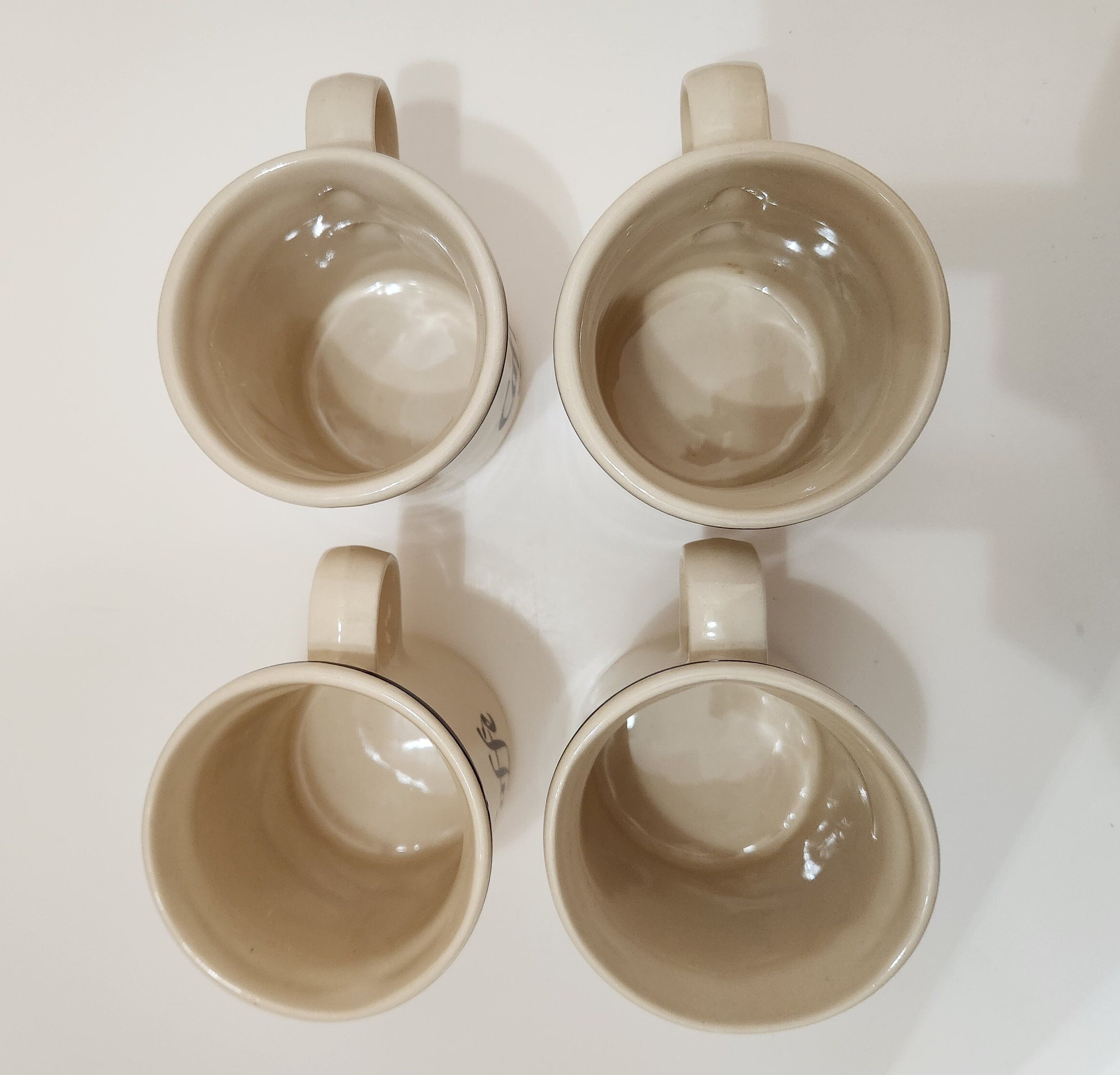 Vintage Mccoy Pottery Caffe Mugs Set - Cream & Brown Trim - Etsy
