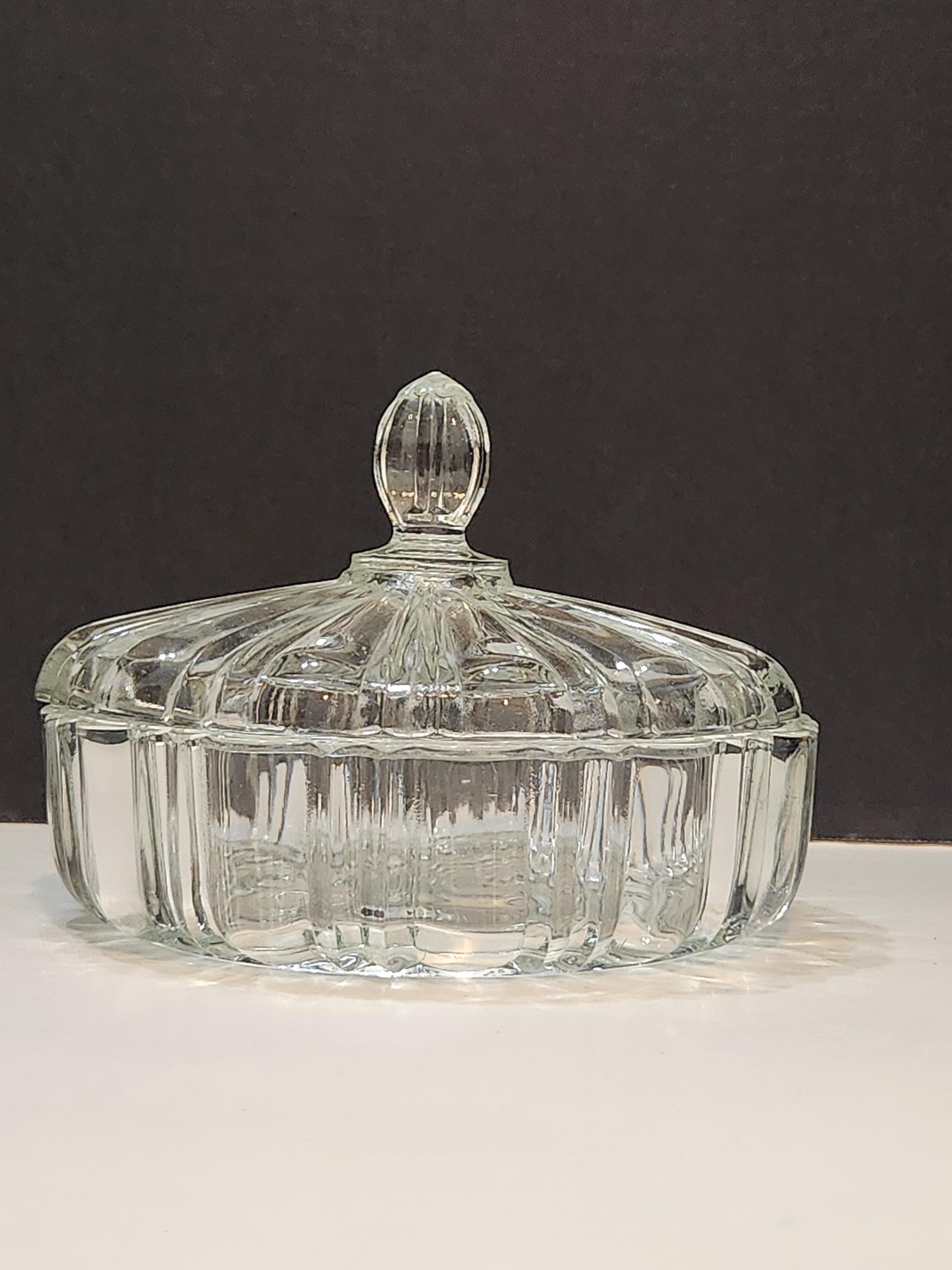 Depression Glass Candy Dish With Lid Anchor Hocking Clear Glass Old ...