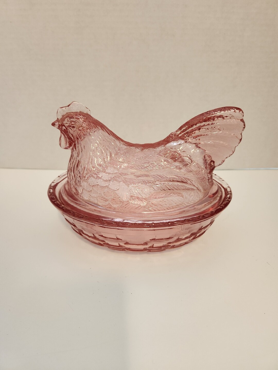 Longaberger Pink Glass Hen on Nest Two Piece Candy Dish Easter Decor - Etsy