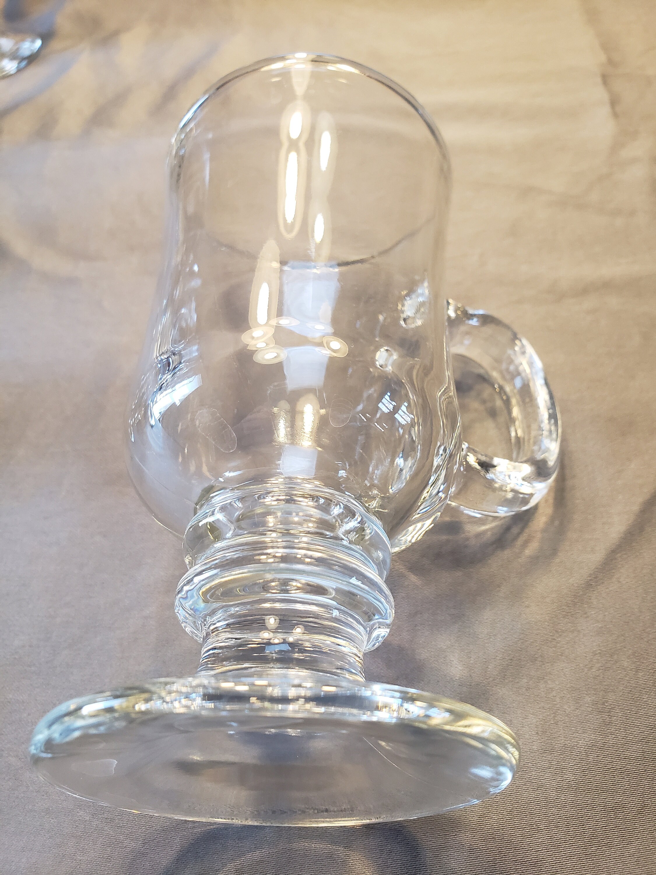 Set of 5 Libby Clear Glass Pedestal Mugs, Irish Coffee/ Cocoa Mugs - Etsy