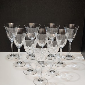 Mikasa Dune Grass Cut Pattern Crystal Wine Glasses Set of 10, 1980s ...