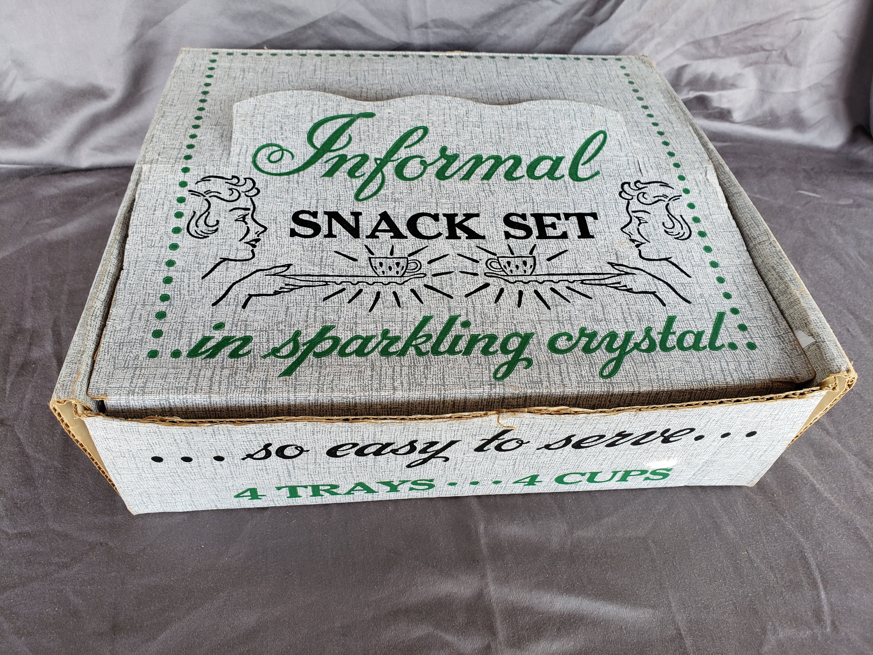 Mid Century Glass Snack Trays and Cups Set of 4 by Hazel Atlas - Etsy
