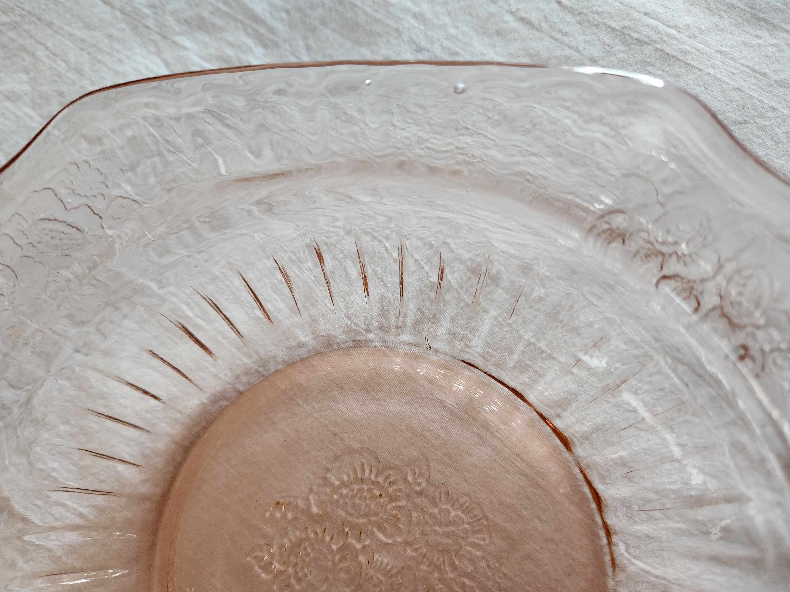 Mayfair Open Rose Pattern Pink Depression Glass Small Round Vegetable ...