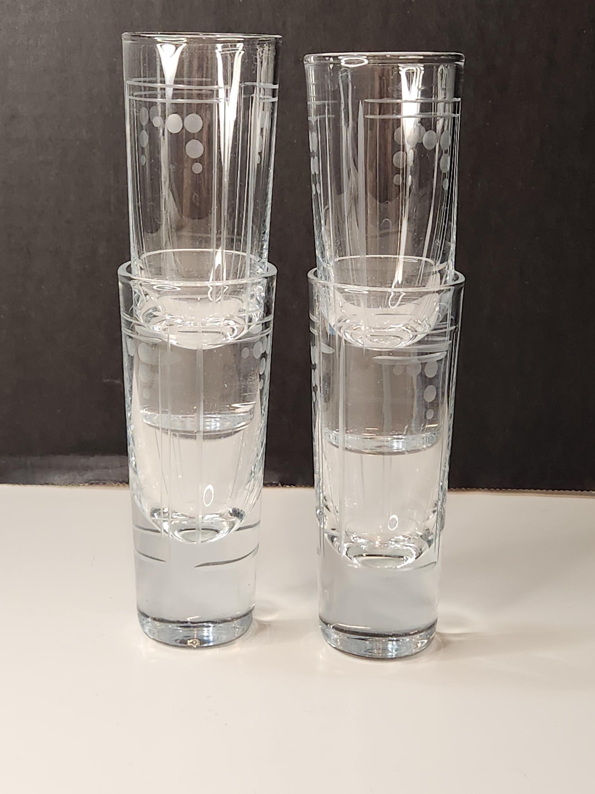 Princess House Etched Clear Glass Double Shot Glasses Aston Pattern - Etsy
