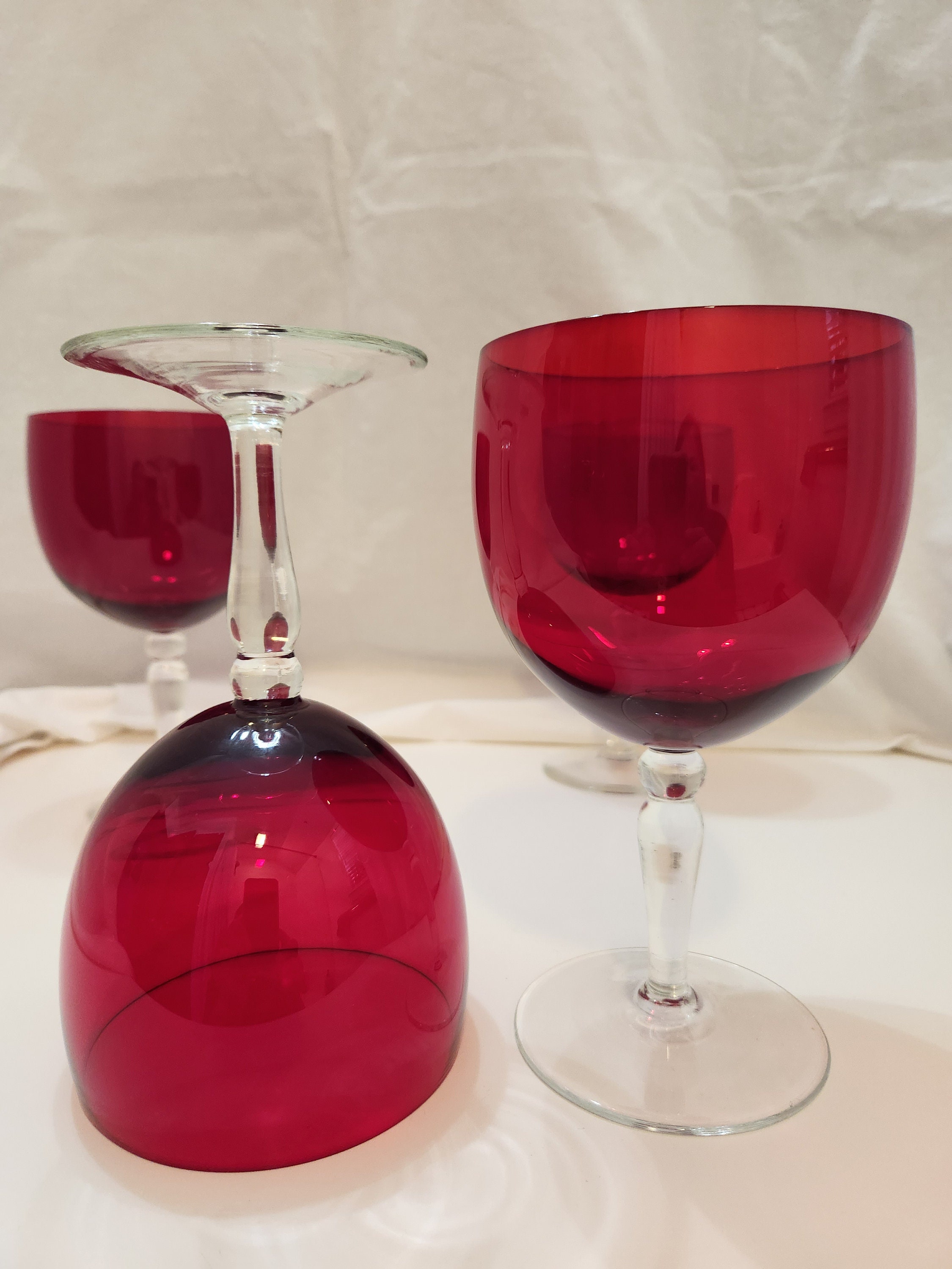 Crystal Stemware Ruby Red Bowl With Clear Stem & Foot, 16 Oz. Wine ...