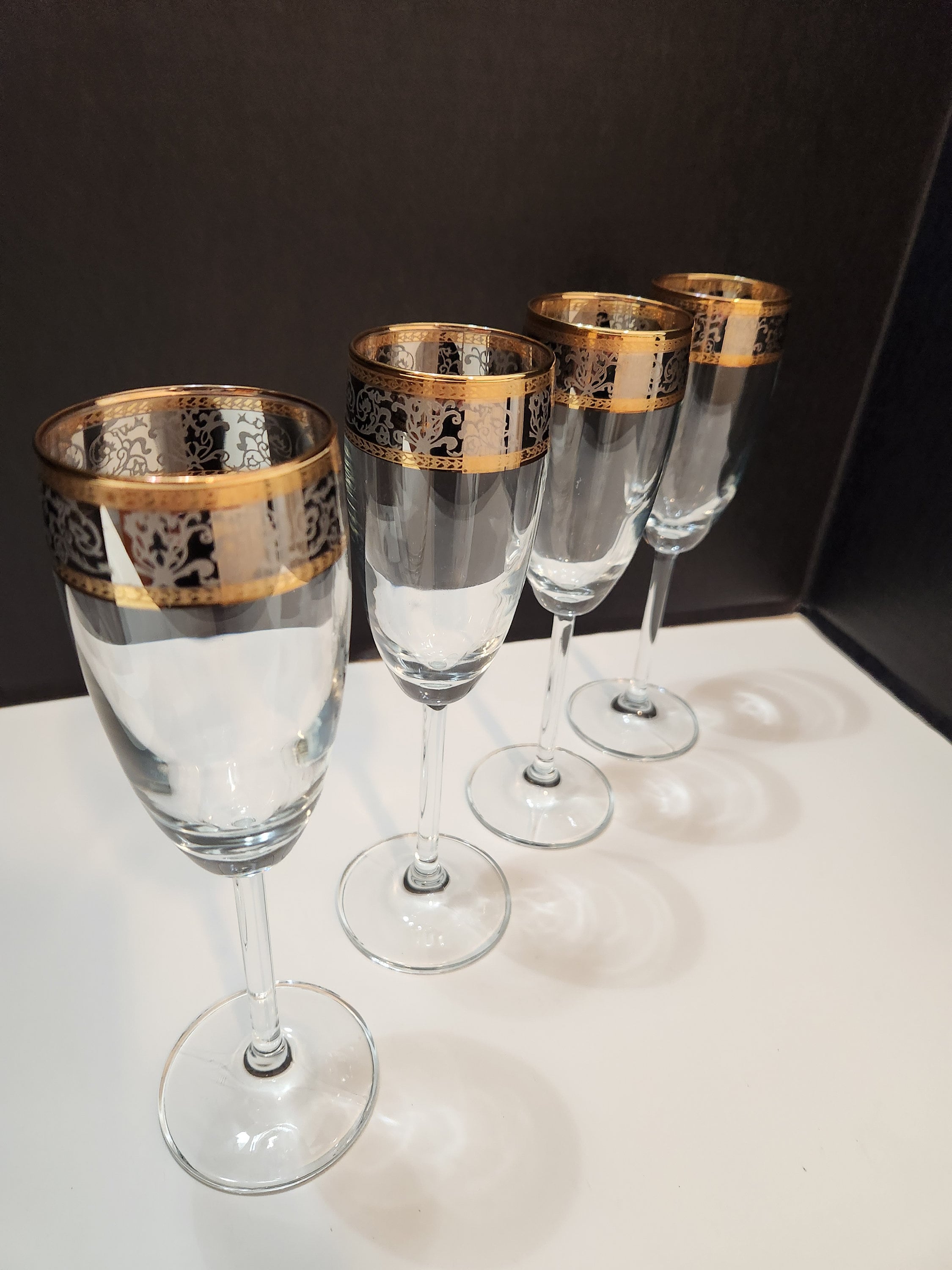 Baroque 24k Gold & Platinum Crystal Champagne Flutes Set of 4 - Etsy