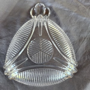 Vintage Art Deco Hazel Atlas Clear Ribbed Glass Triangle Bon Bon Dish ...