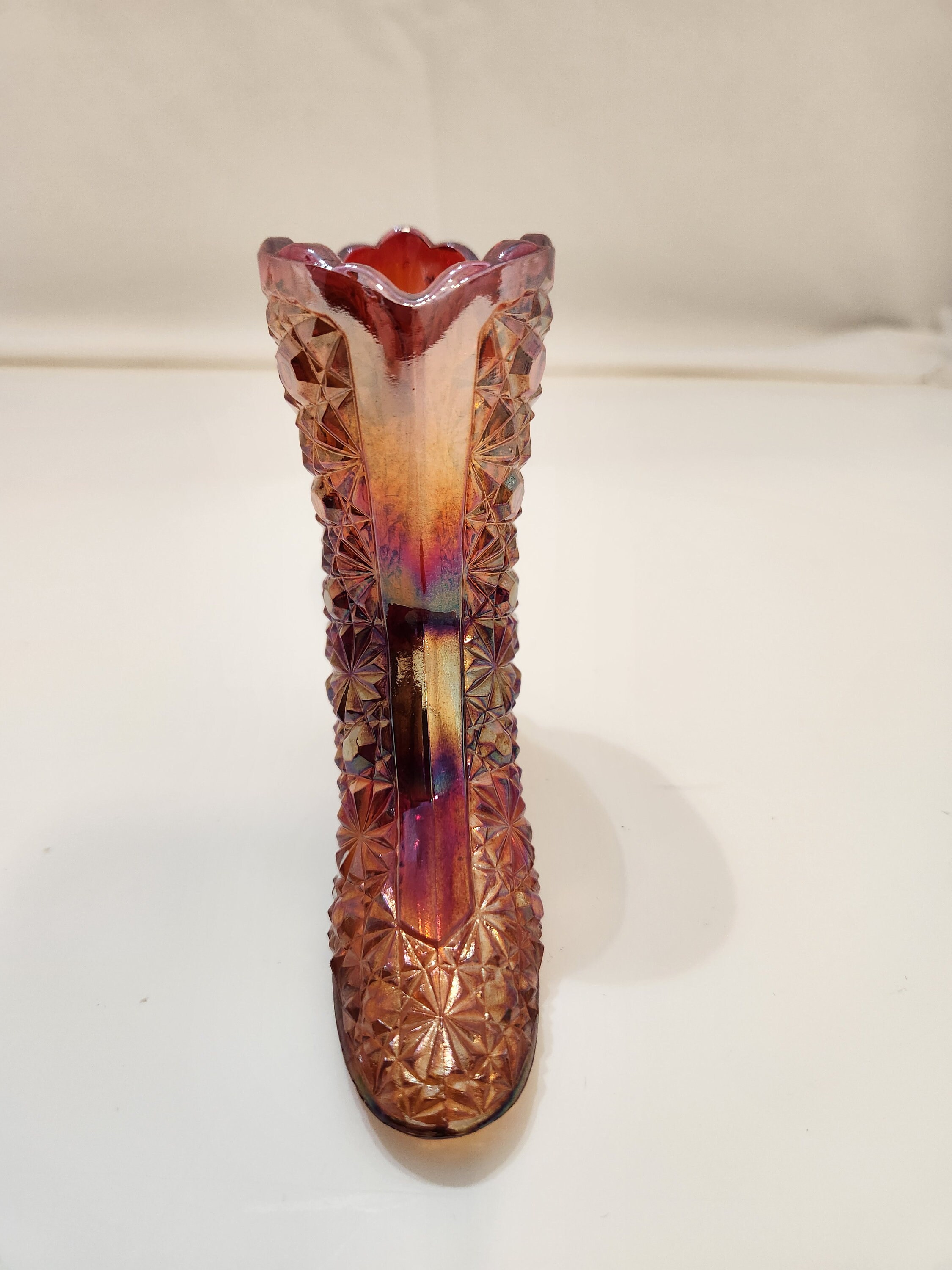 Fenton Art Glass Boot / Shoe Button & Daisy Pattern Amberina - Etsy
