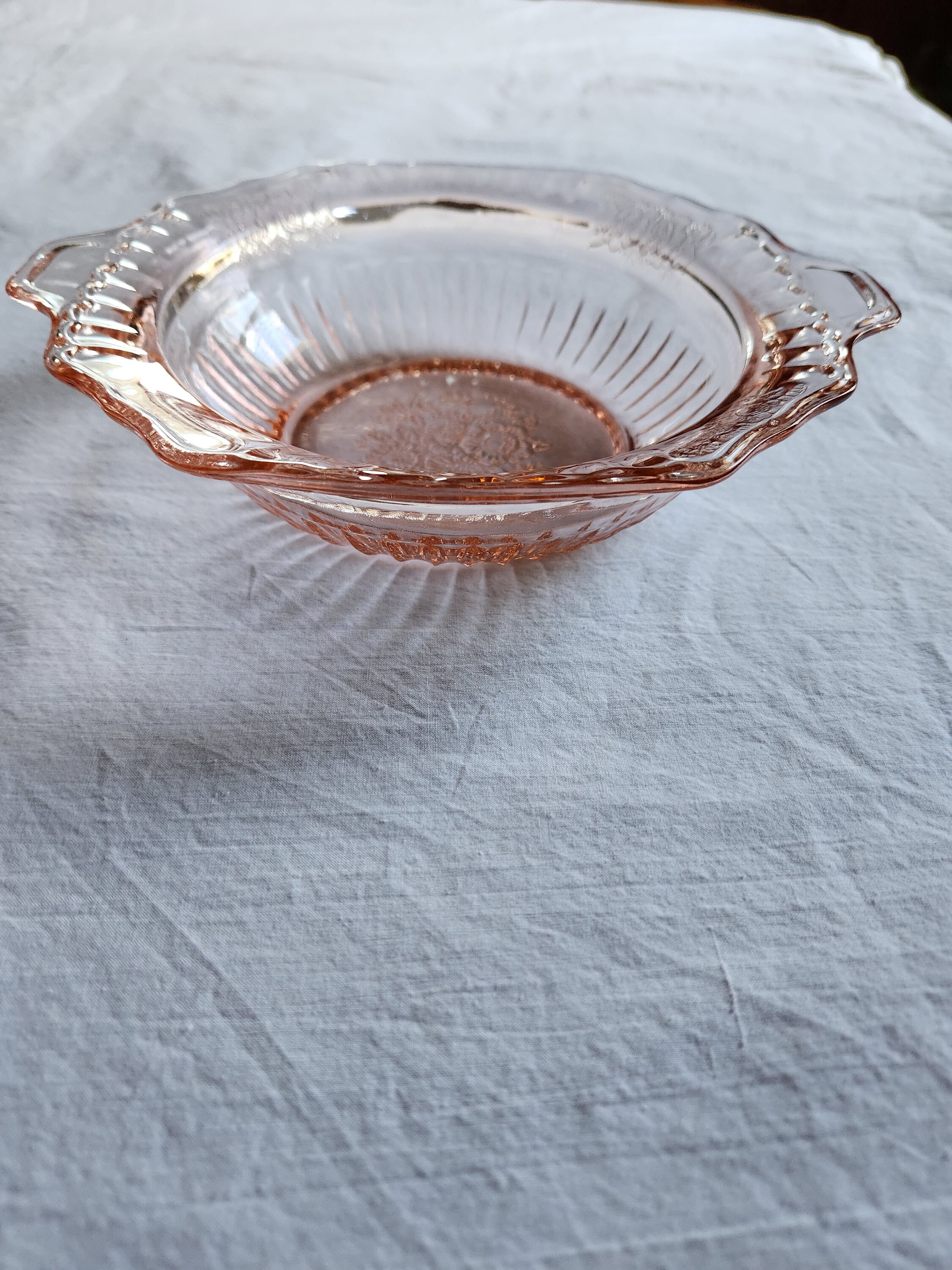 Mayfair Open Rose Pattern Pink Depression Glass Small Round Vegetable ...