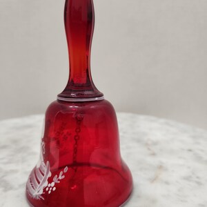 Small Ruby Red Glass Bell Handpainted by L. Plues 1979 Westmoreland ...