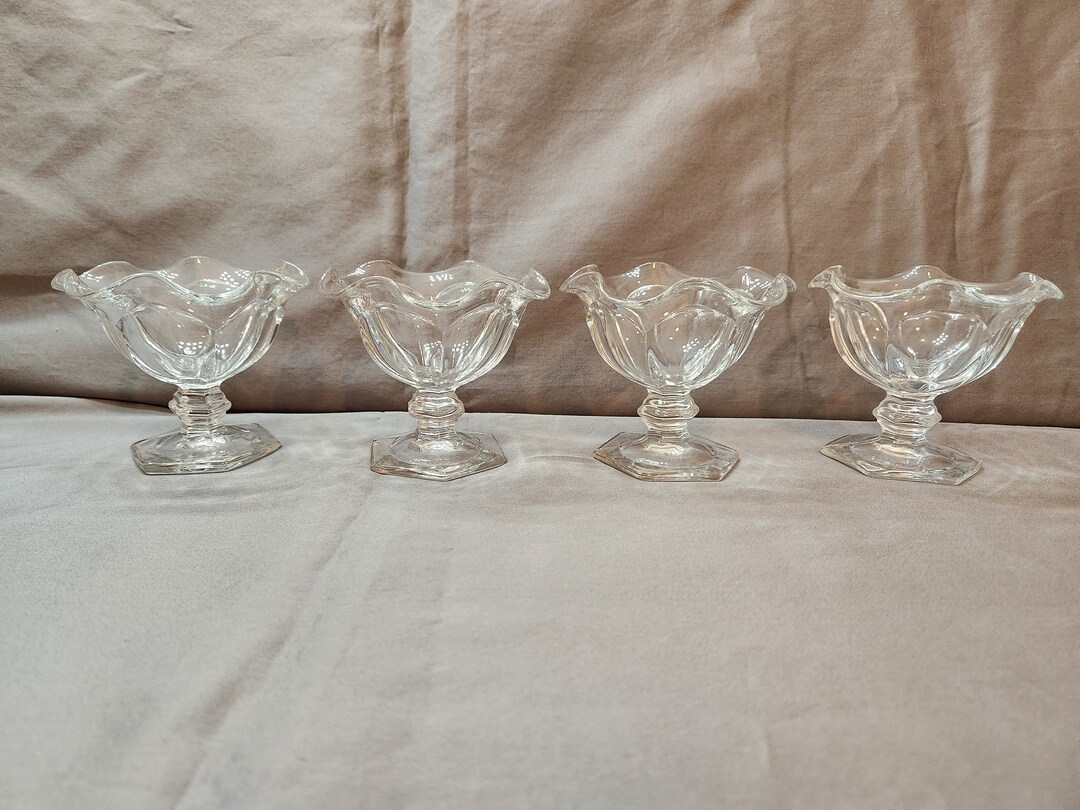 Heisey Puritan Colonial Clear Glass Low Sherbet Cups/ Ice Cream Cups ...
