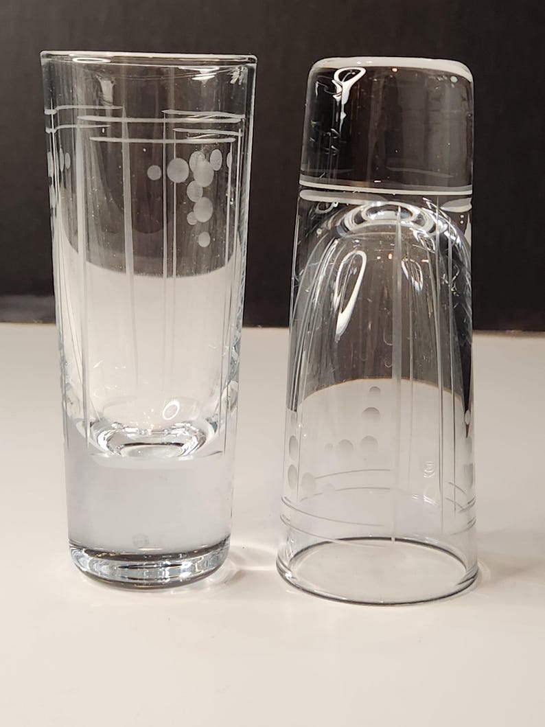 Princess House Etched Clear Glass Double Shot Glasses Aston Pattern - Etsy
