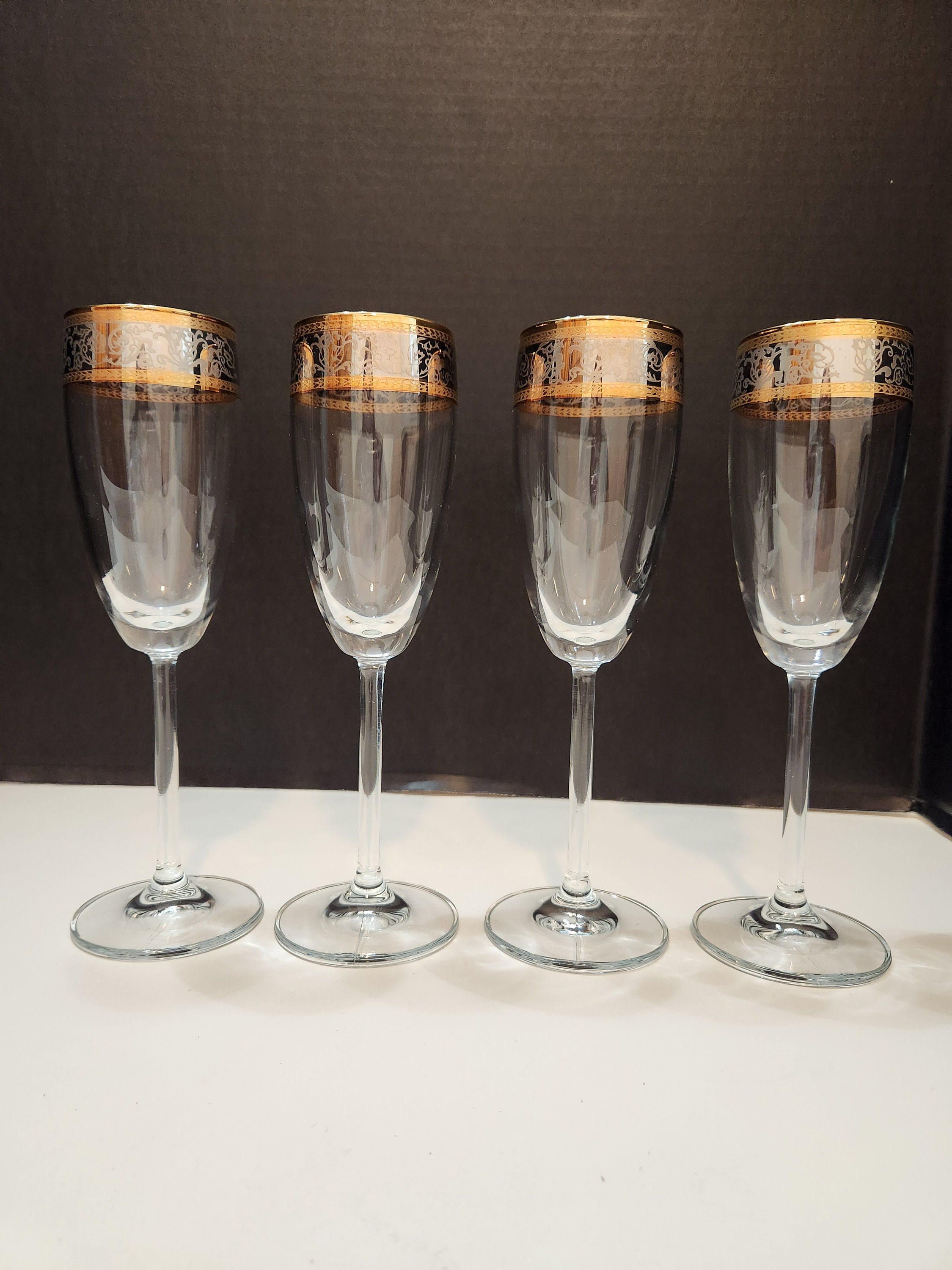 Baroque 24k Gold & Platinum Crystal Champagne Flutes Set of 4 - Etsy