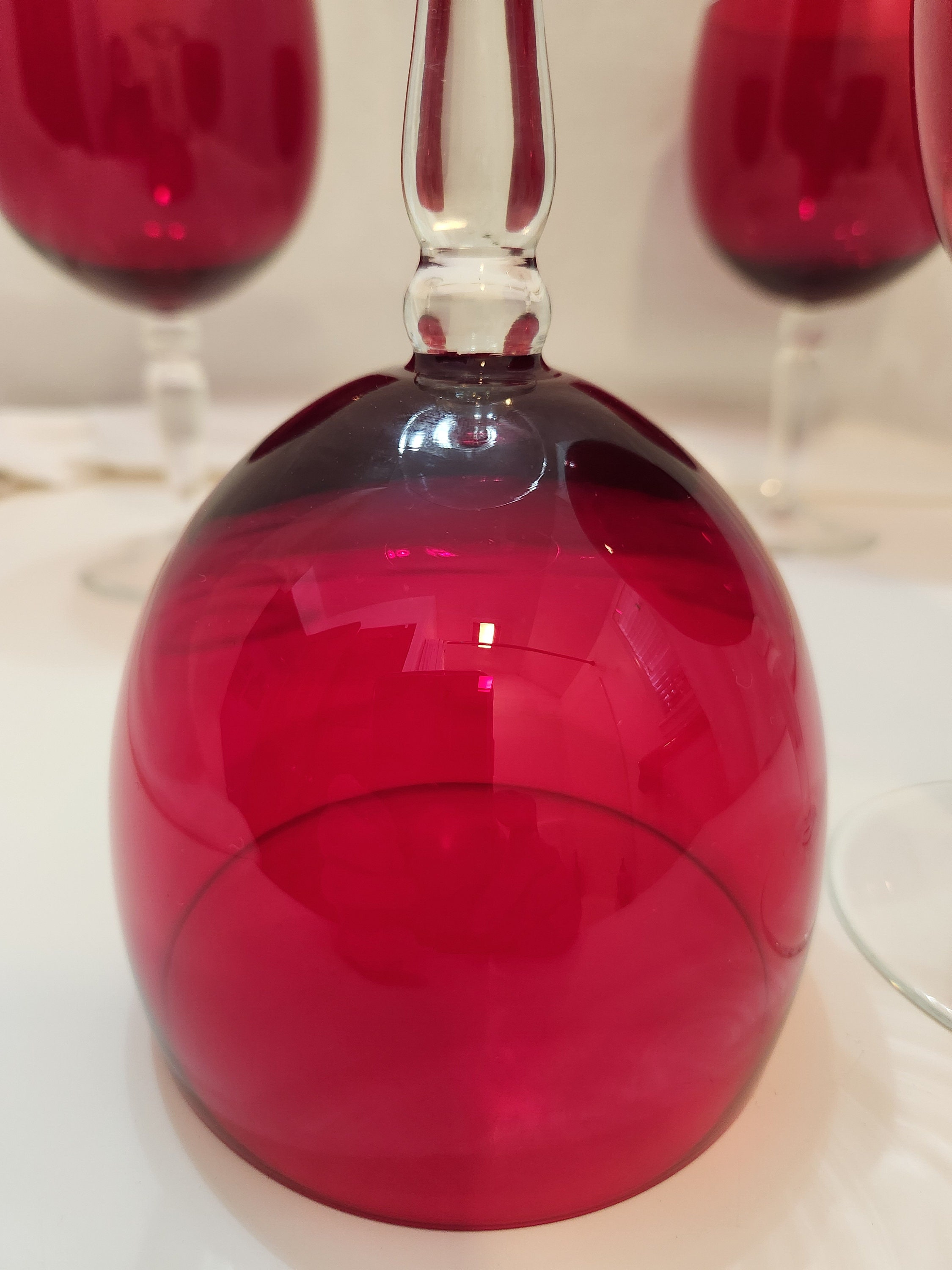 Crystal Stemware Ruby Red Bowl With Clear Stem & Foot, 16 Oz. Wine ...