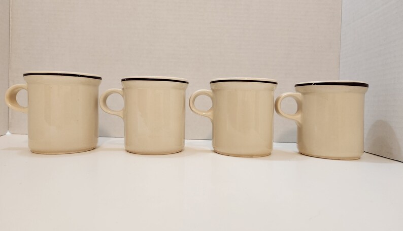 Vintage Mccoy Pottery Caffe Mugs Set - Cream & Brown Trim - Etsy