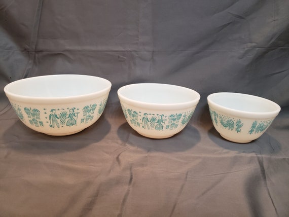 Vintage Pyrex Blue Butterprint / Amish Print Nesting Mixing - Etsy