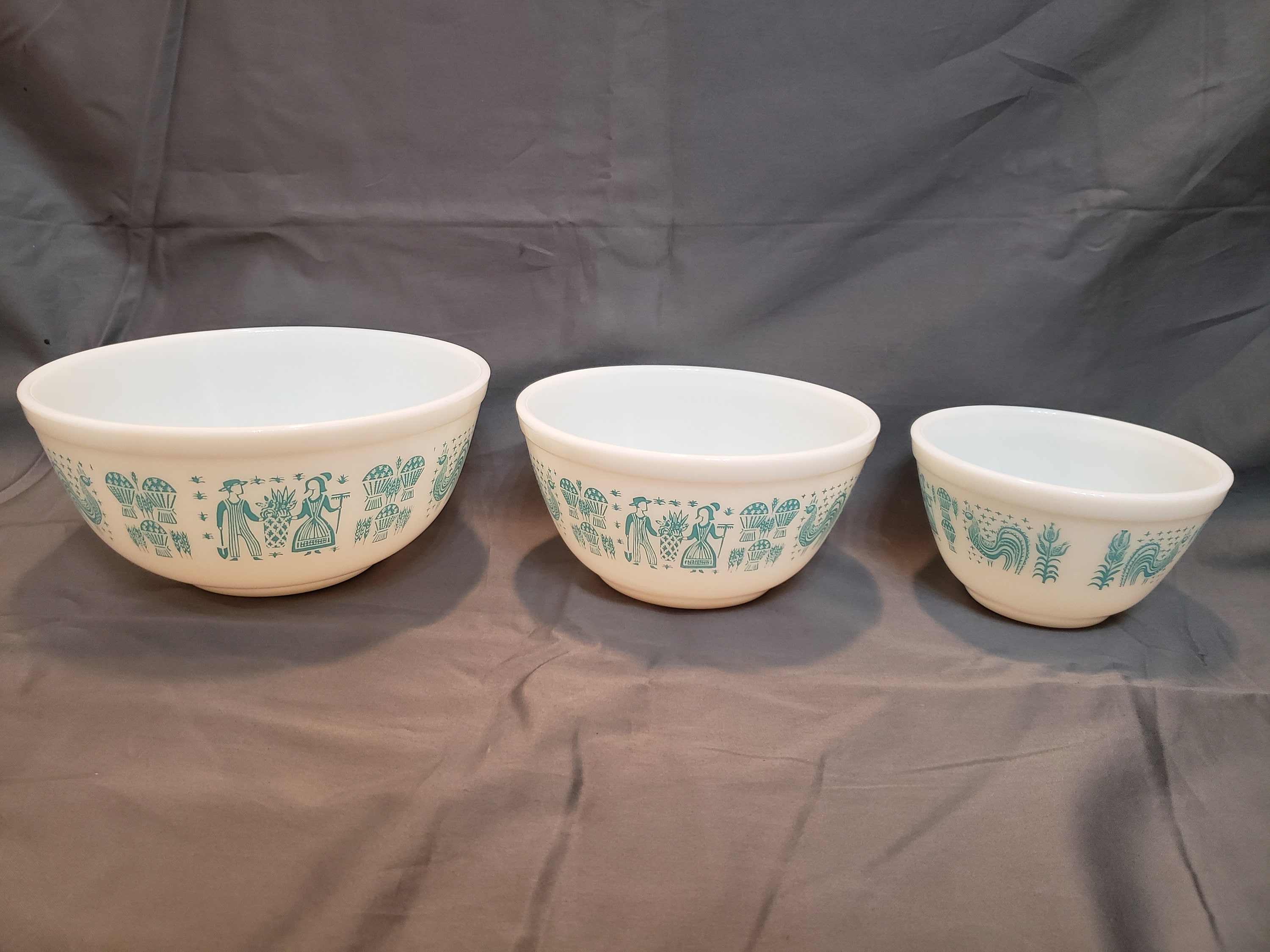 Vintage Pyrex Blue Butterprint / Amish Print Nesting Mixing - Etsy