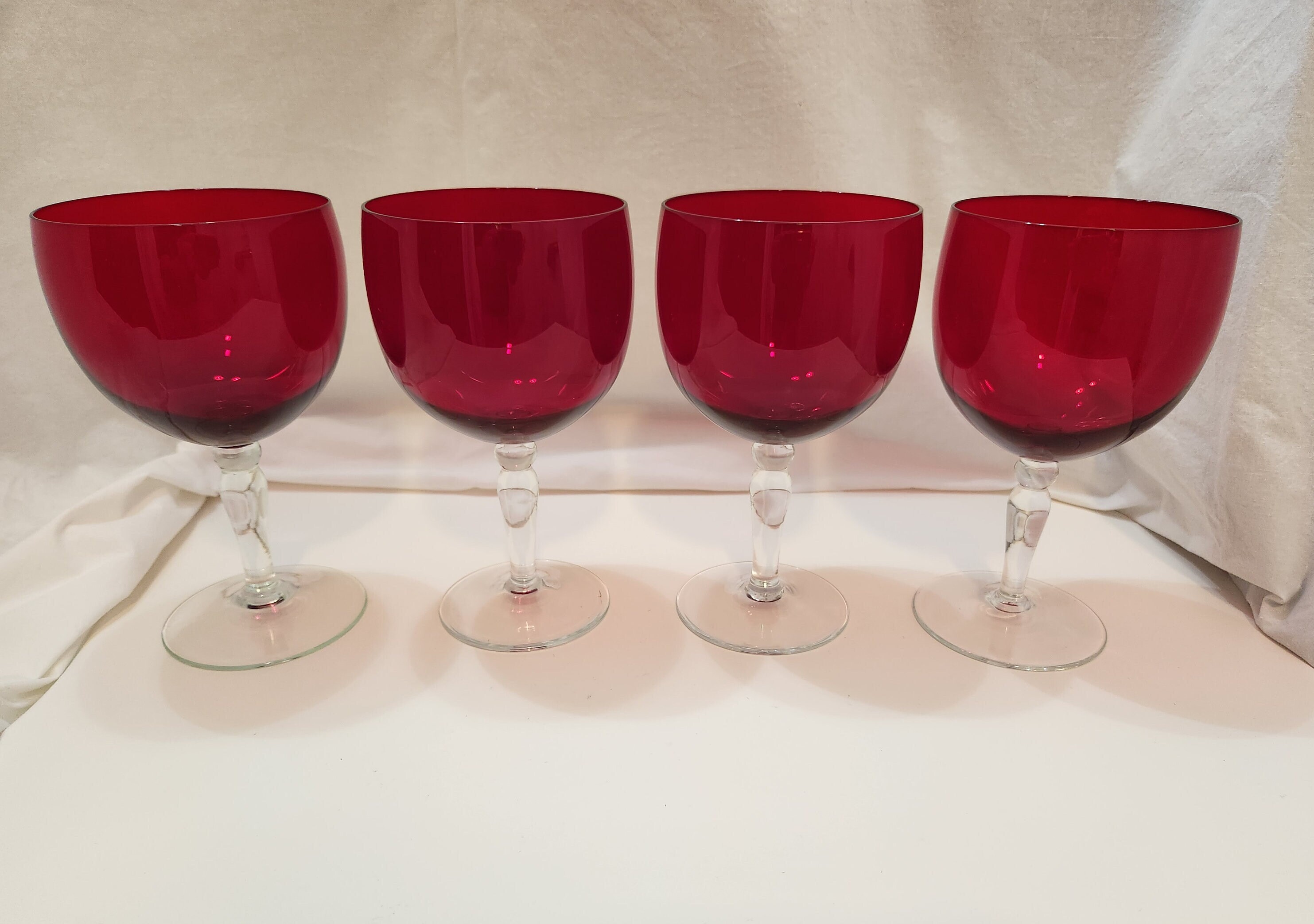 Crystal Stemware Ruby Red Bowl With Clear Stem & Foot, 16 Oz. Wine ...