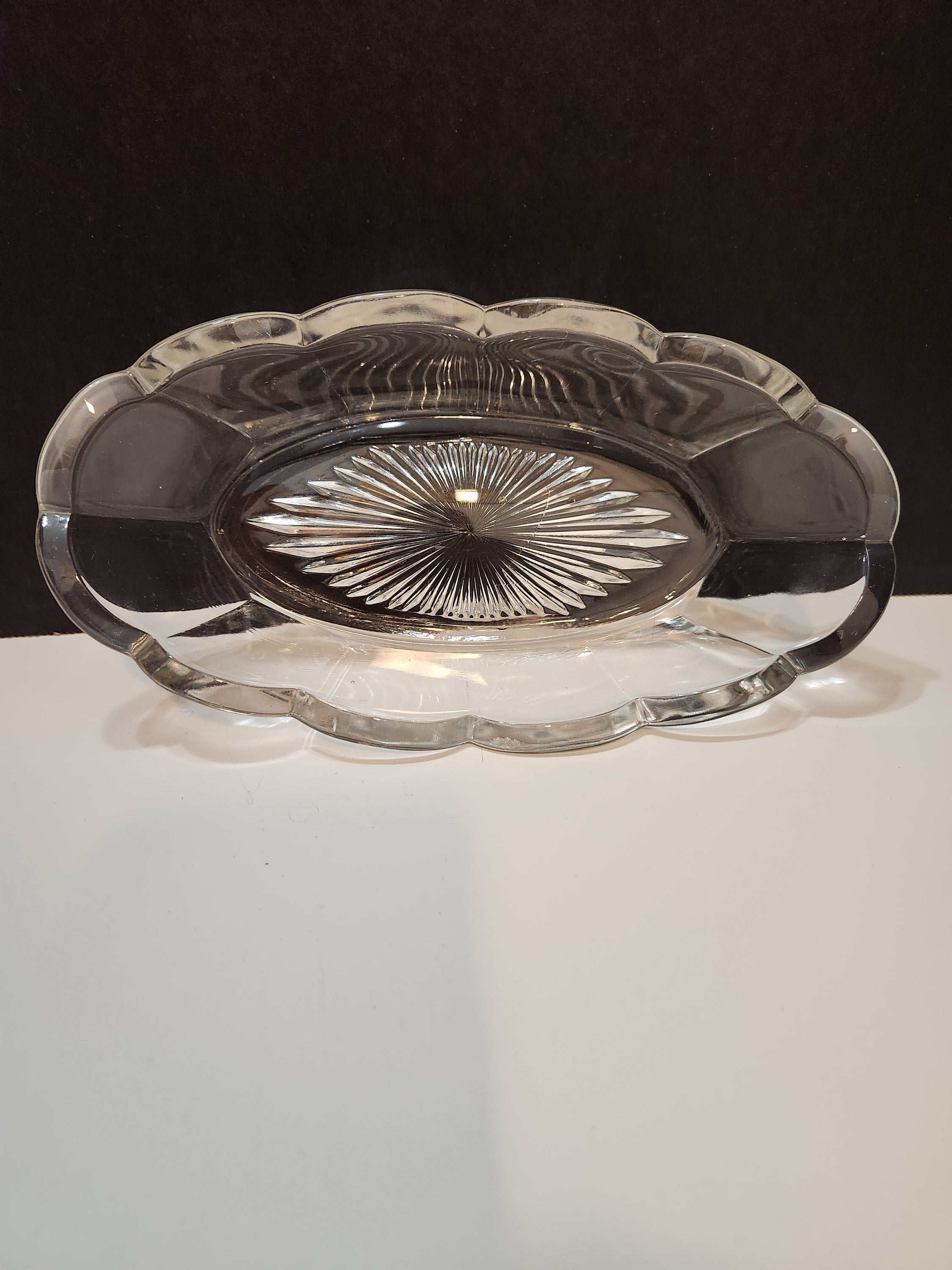 Vintage Clear Glass Oval Relish Dish With Scalloped Edge - Etsy