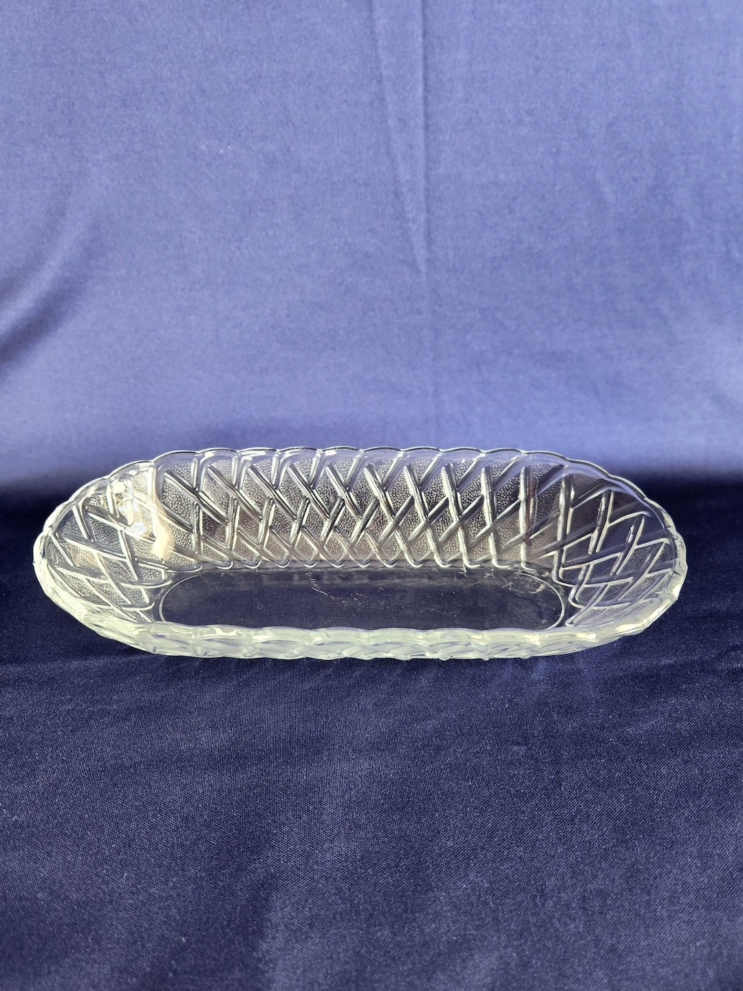 Vintage Oval Clear Glass Celery Dish/ Relish Tray / Serving Dish ...