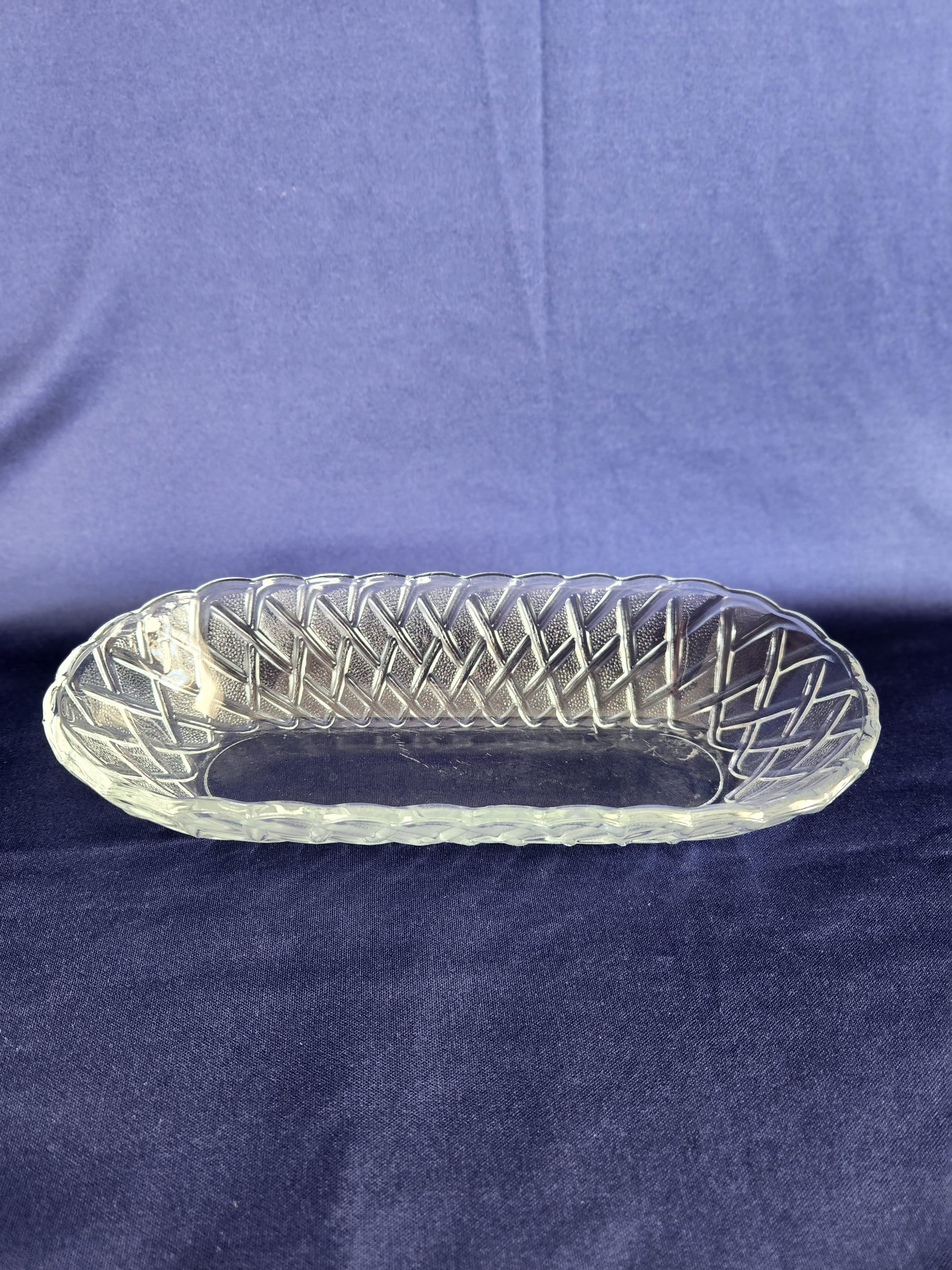 Vintage Oval Clear Glass Celery Dish/ Relish Tray / Serving Dish ...