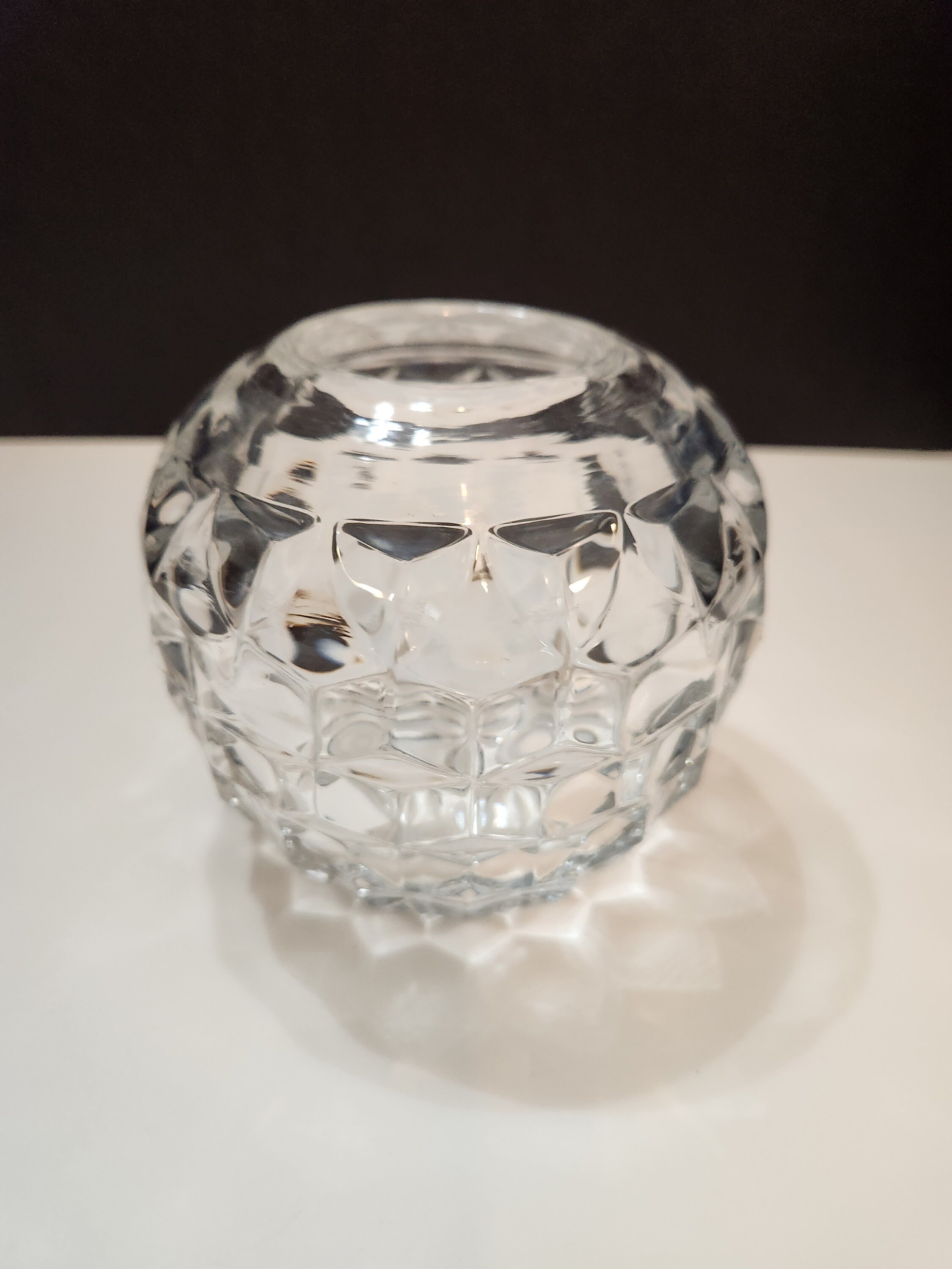 American Fostoria Cubist Clear Glass Rose Bowl Vase / Candle Holder - Etsy
