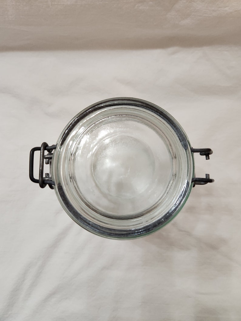 Le Parfait super Embossed .75 Liter Clear Glass Storage With Metal Bail ...