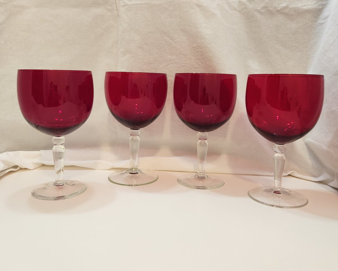 Crystal Stemware Ruby Red Bowl With Clear Stem & Foot, 16 Oz. Wine ...