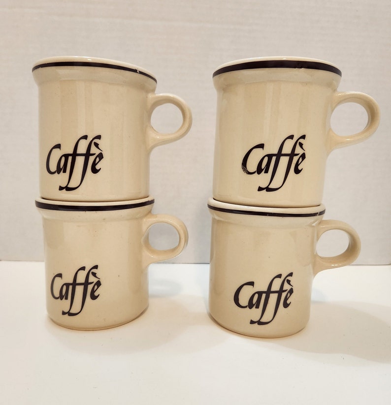 Vintage Mccoy Pottery Caffe Mugs Set - Cream & Brown Trim - Etsy