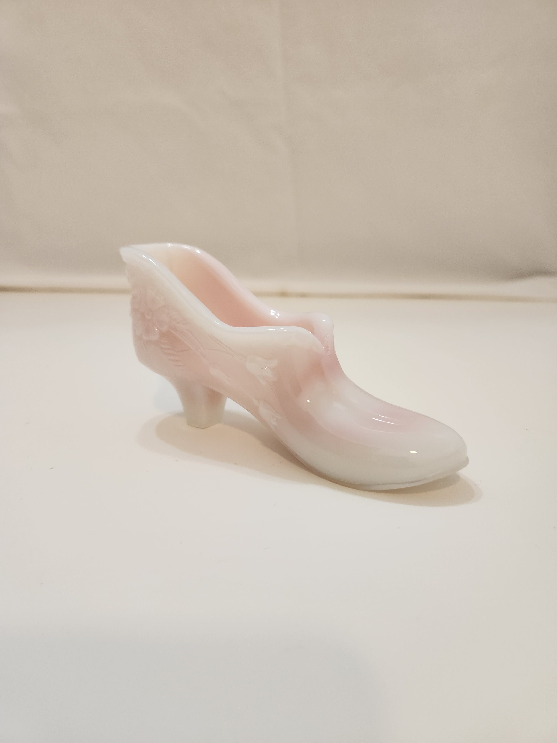 Fenton Art Glass Pink Slipper / Shoe Figure Embossed With Flowers - Etsy