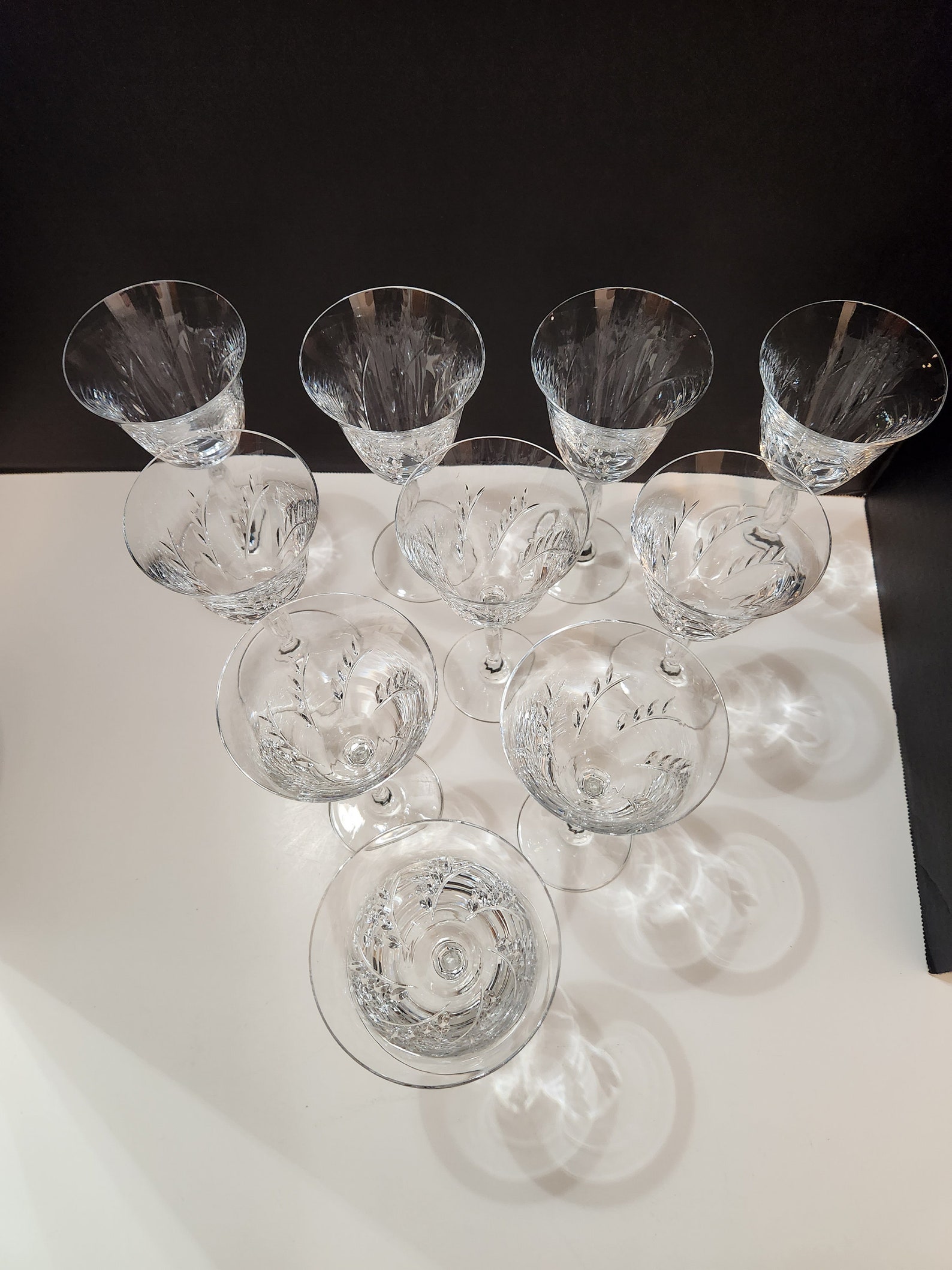 Mikasa Dune Grass Cut Pattern Crystal Wine Glasses Set of 10, 1980s ...