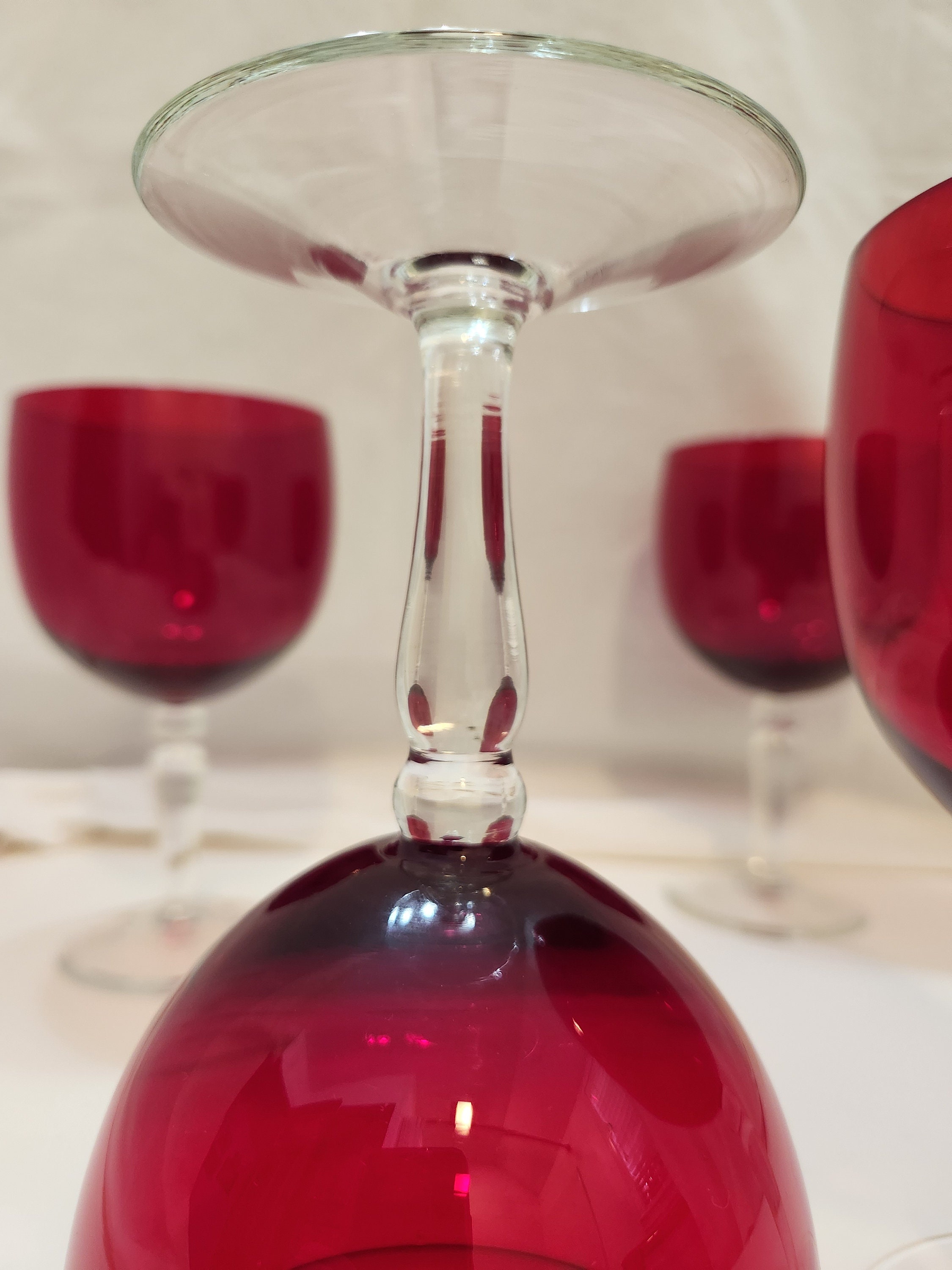 Crystal Stemware Ruby Red Bowl With Clear Stem & Foot, 16 Oz. Wine ...