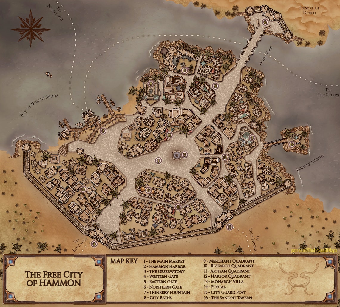 CITY - Custom Digital Tabletop RPG Fantasy Map - Etsy