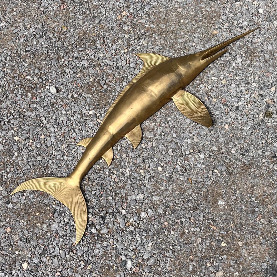 Large Brass Swordfish Wall Hanging, Gallery Wall, Coastal, Nautical ...