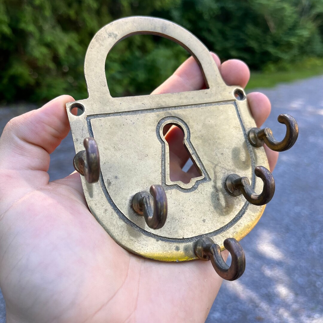 Brass Padlock Key Hook, Brass Decor, Wall Hook, Jewelry Hanger, Wall ...